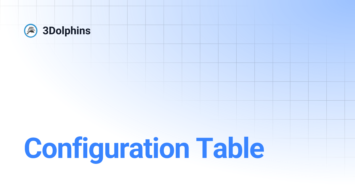 Configuration Table | 3Dolphins